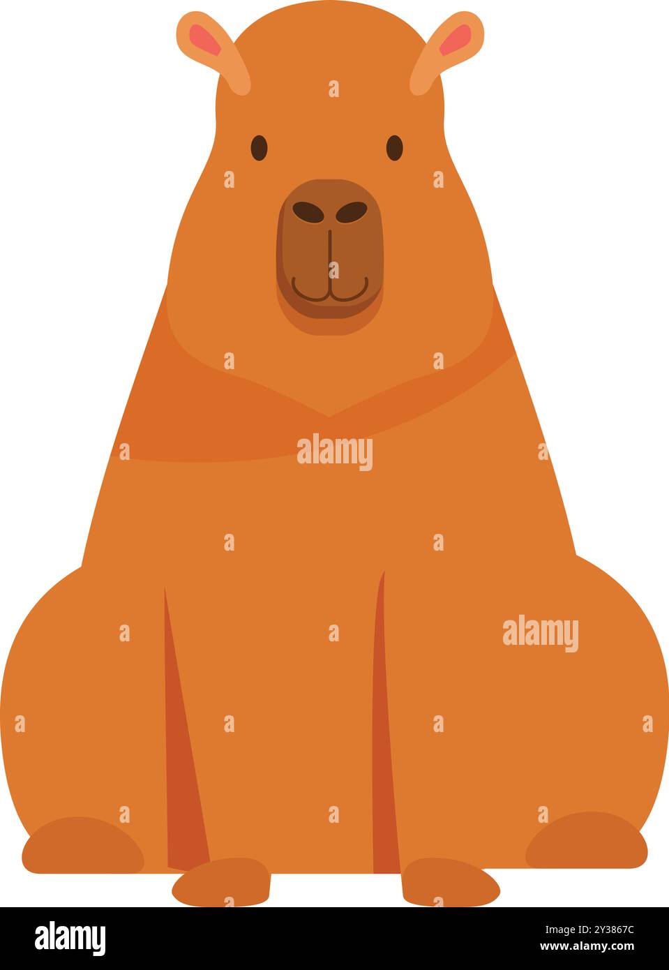 Cartoon illustration of a friendly and cute capybara sitting calmly on ...