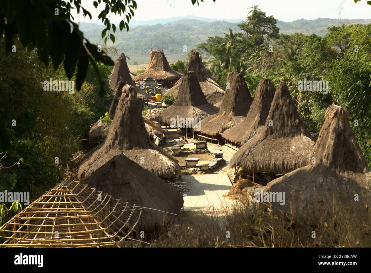 Sumbanese traditional houses in the traditional village of Praijing in ...