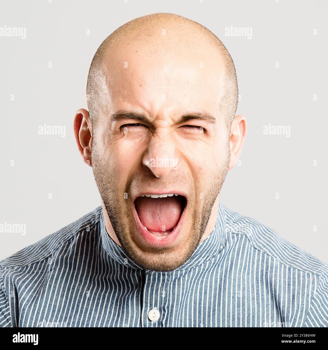 Attention! portrait scared man hi-res stock photography and images - Alamy