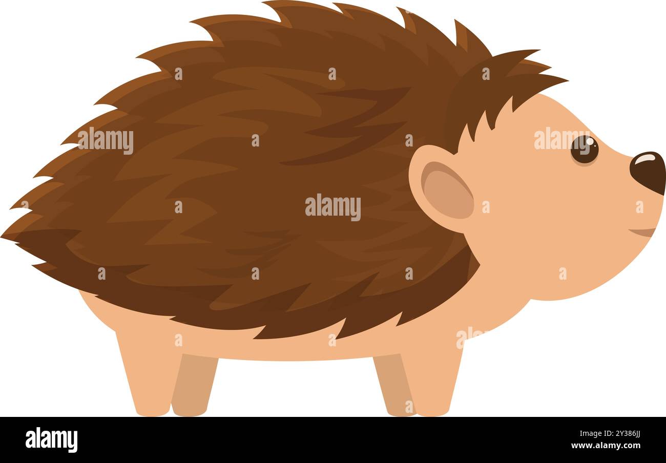 Cute cartoon hedgehog is standing and looking to the right Stock Vector ...