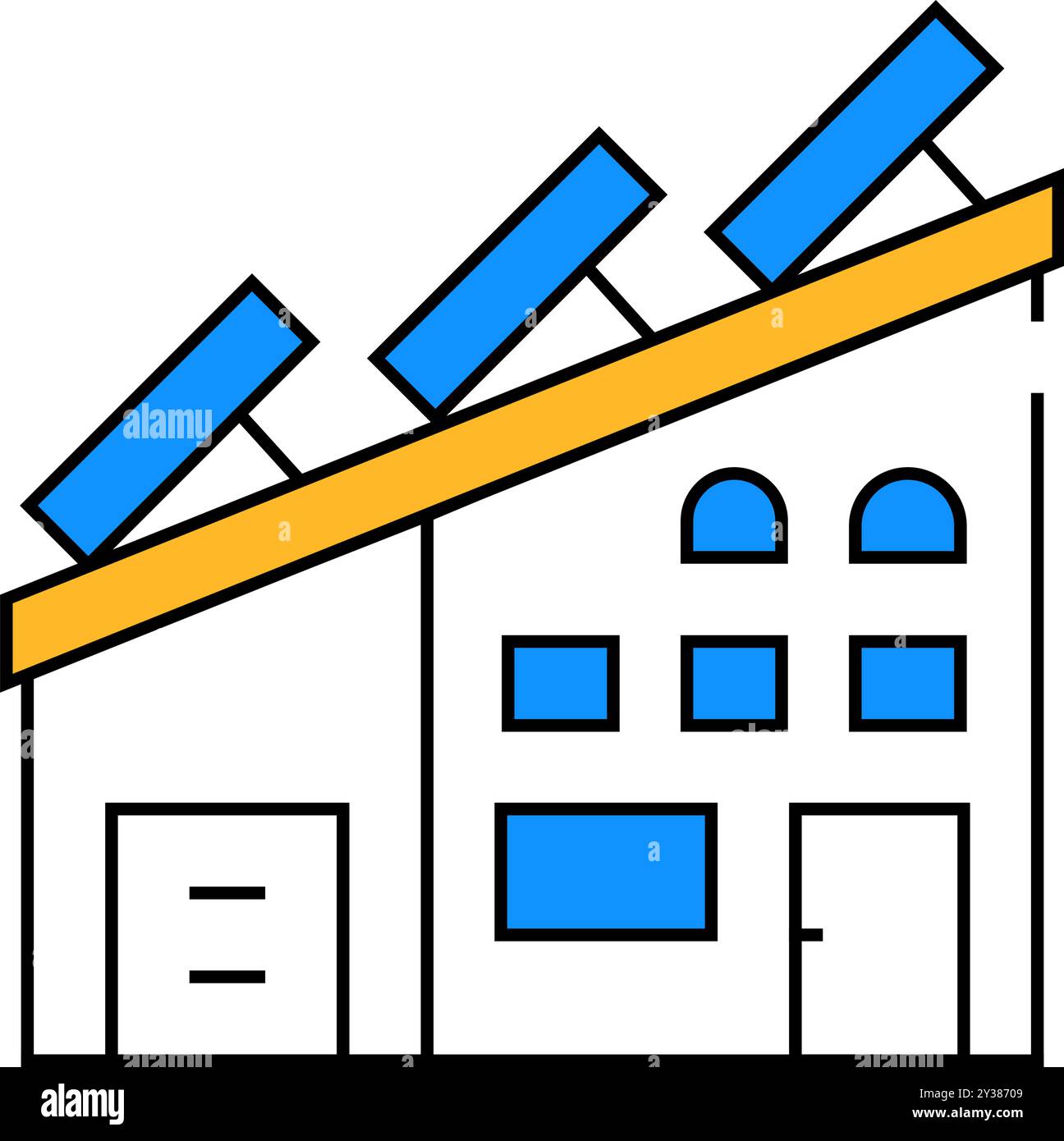 house roof with solar panels icon color illustration Stock Vector Image ...