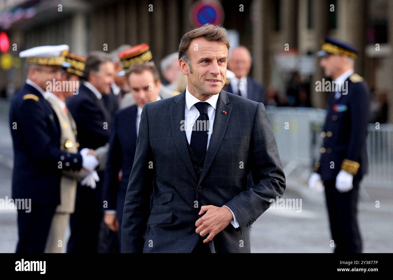 President Emmanuel Macron attends a ceremony to commemorate the 80th ...