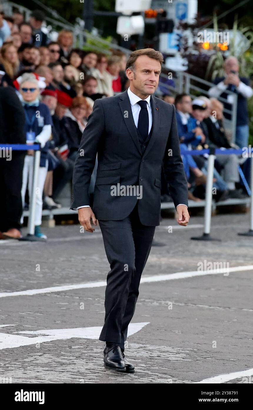 President Emmanuel Macron attends a ceremony to commemorate the 80th ...