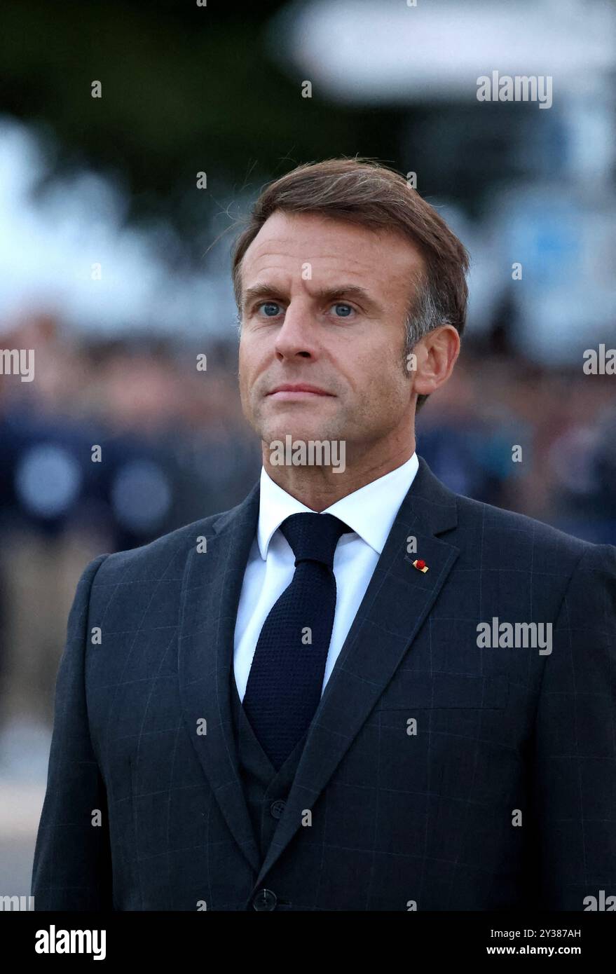 Le Havre, France. 12th Sep, 2024. President Emmanuel Macron attends a ...