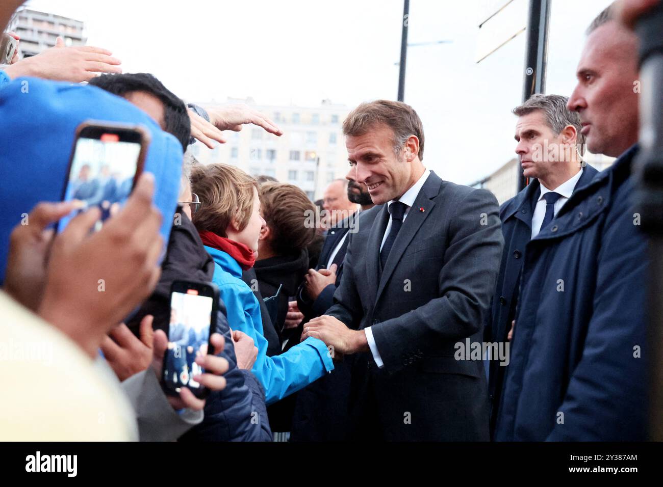 President Emmanuel Macron and Mayor of Le Havre Edouard Philippe attend ...