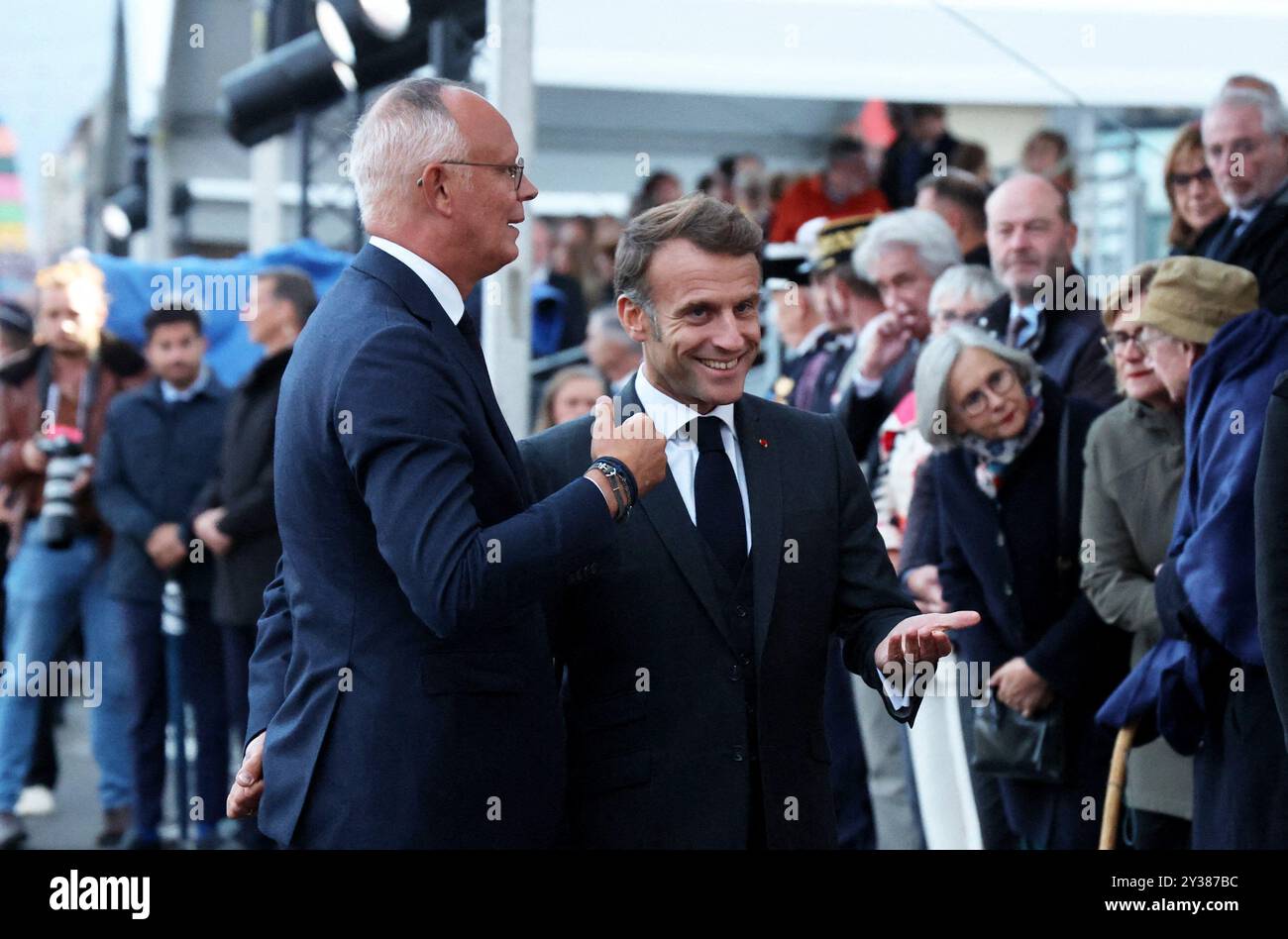 President Emmanuel Macron and Mayor of Le Havre Edouard Philippe attend ...