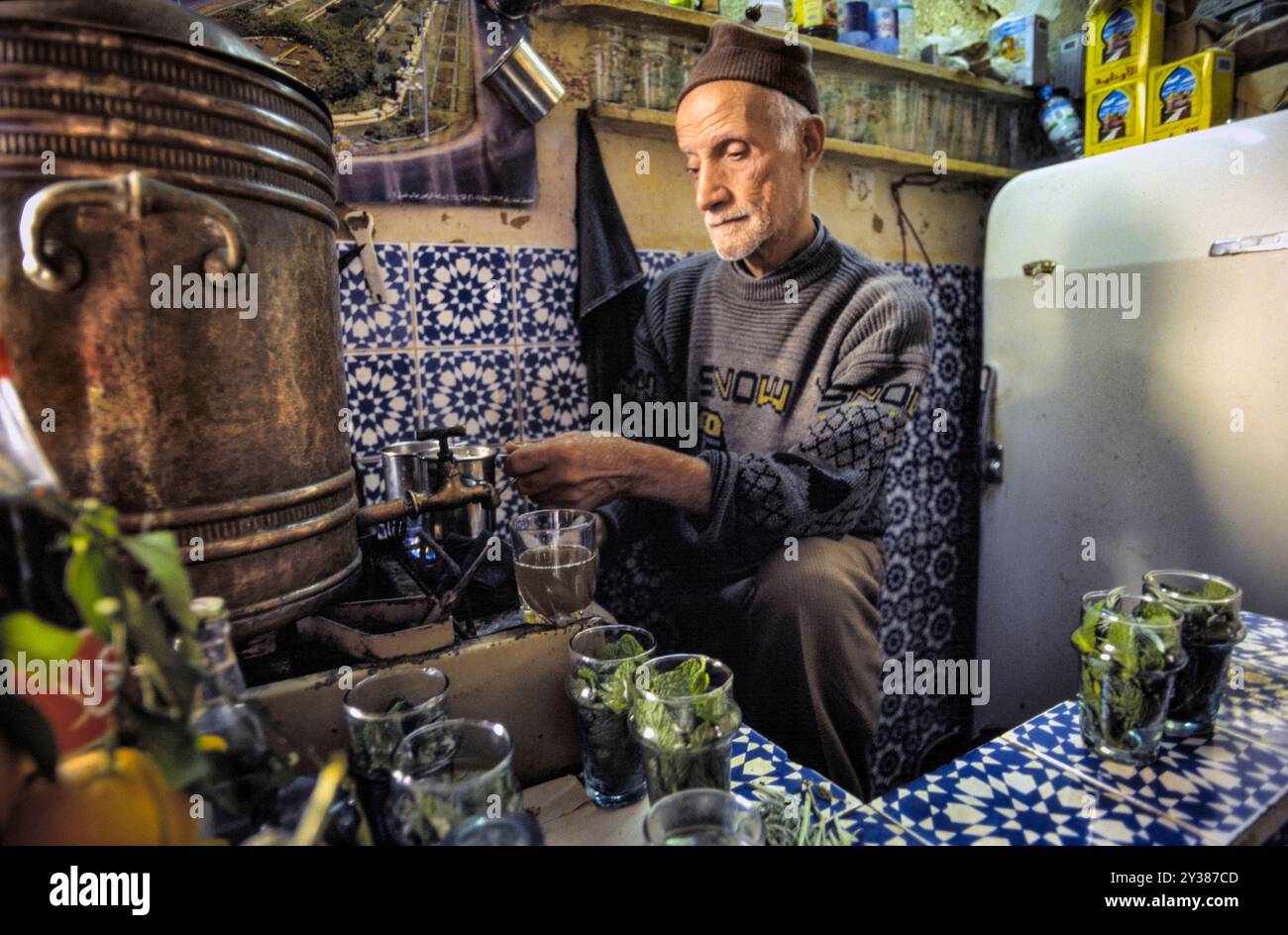Traditional tea, mint tea,, Fes el Bali. Fez. Imperial City. Morocco ...