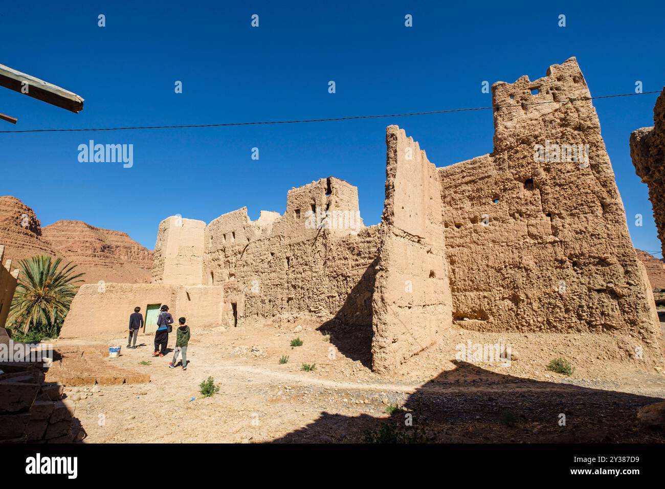mud and adobe architecture, Ifri kasbah, Ziz river valley, Atlas ...