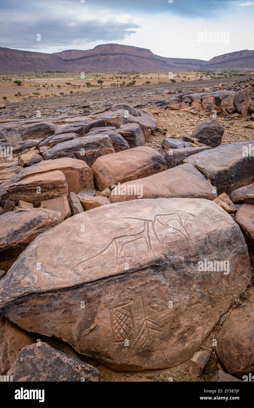 petroglyph, Aït Ouazik rock deposit, late Neolithic, Morocco, Africa ...
