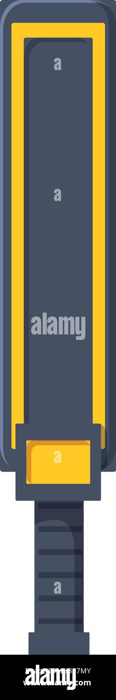 Cartoon metal detector wand with a yellow grip and black body, rendered ...