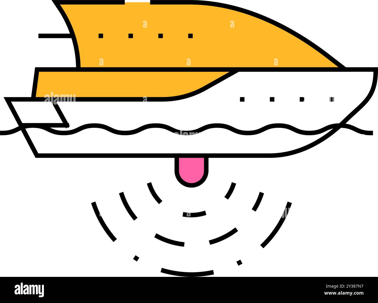 ship with seabed sonar icon color illustration Stock Vector Image & Art ...