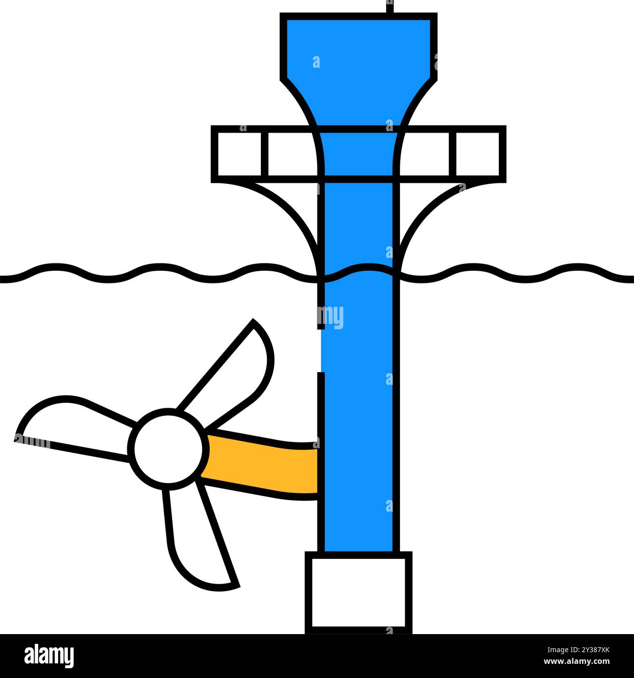 ocean electrical tidal power plant icon color illustration Stock Vector ...