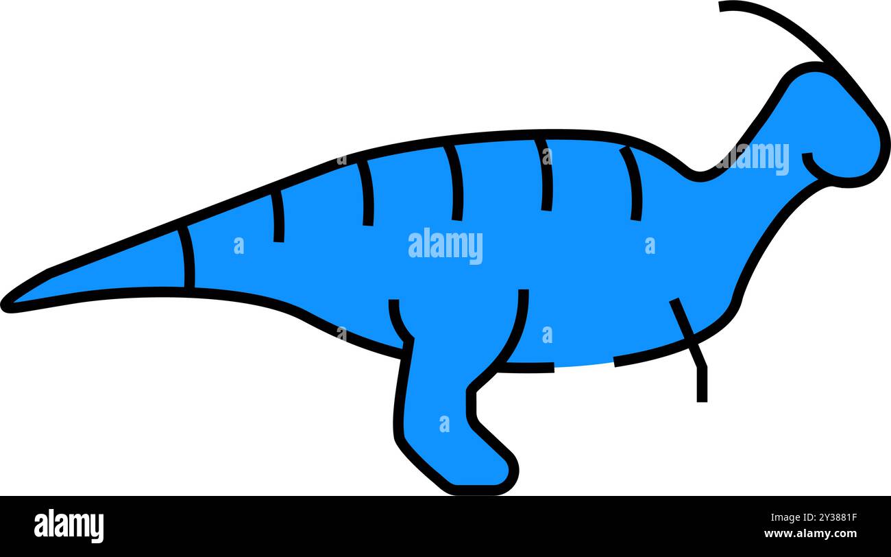 parasaurolophus dinosaur sign icon color illustration Stock Vector ...