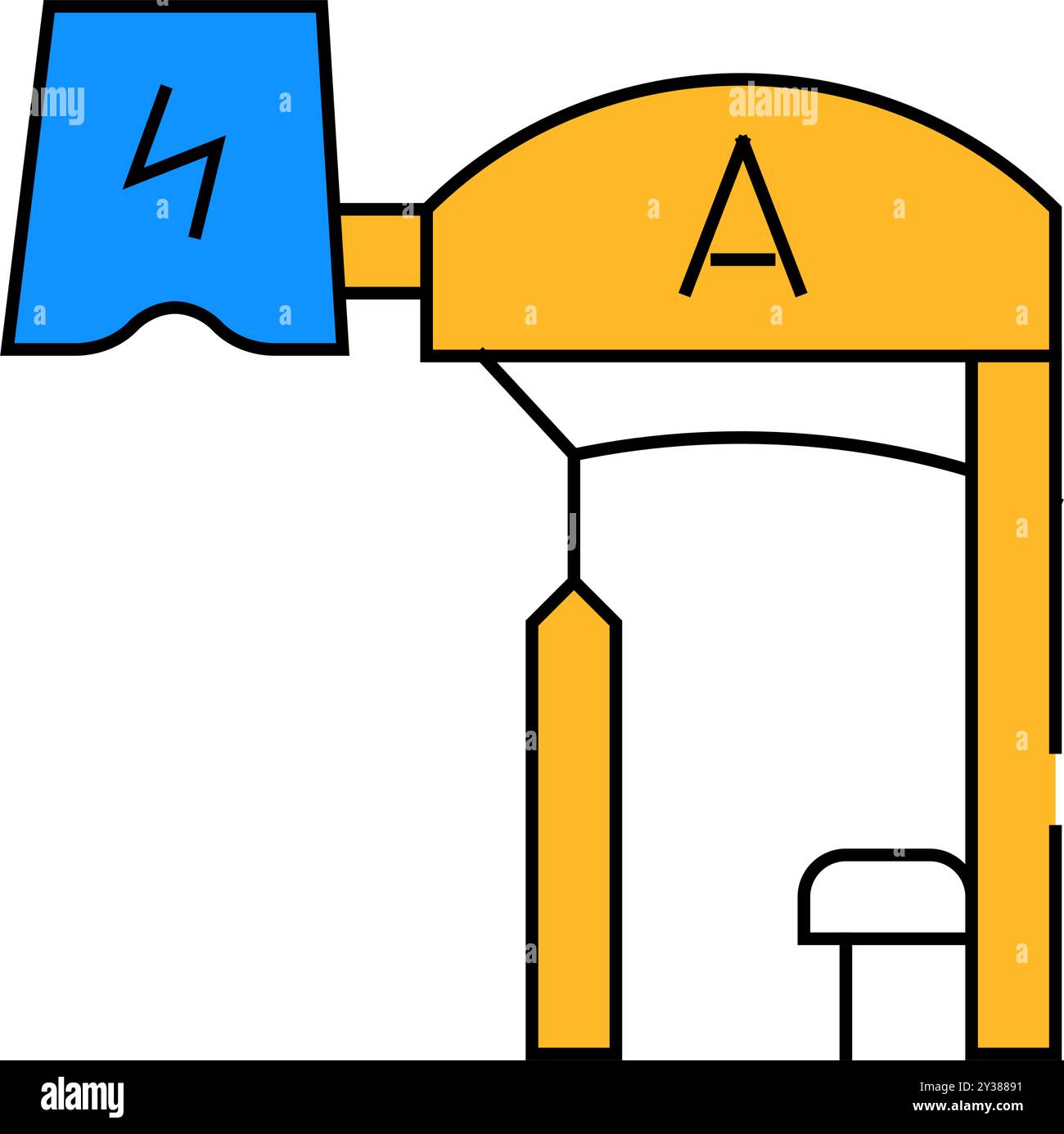 bus stop with pantograph icon color illustration Stock Vector Image ...