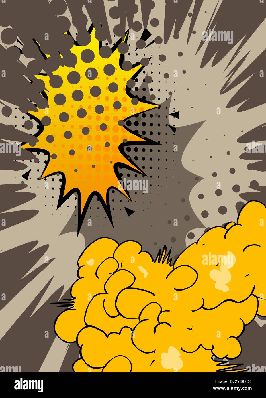 Cartoon background, comic book gray and yellow retro vector comics pop ...