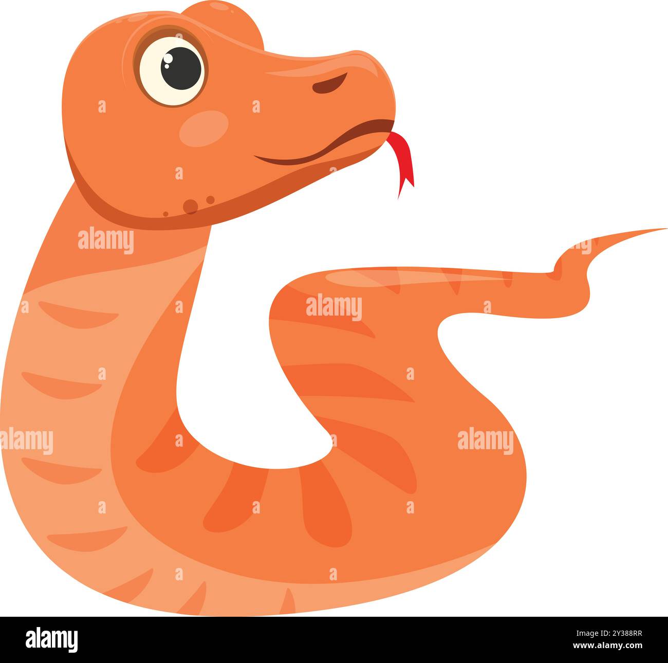 Illustration of a cute orange snake sticking its tongue out, perfect ...