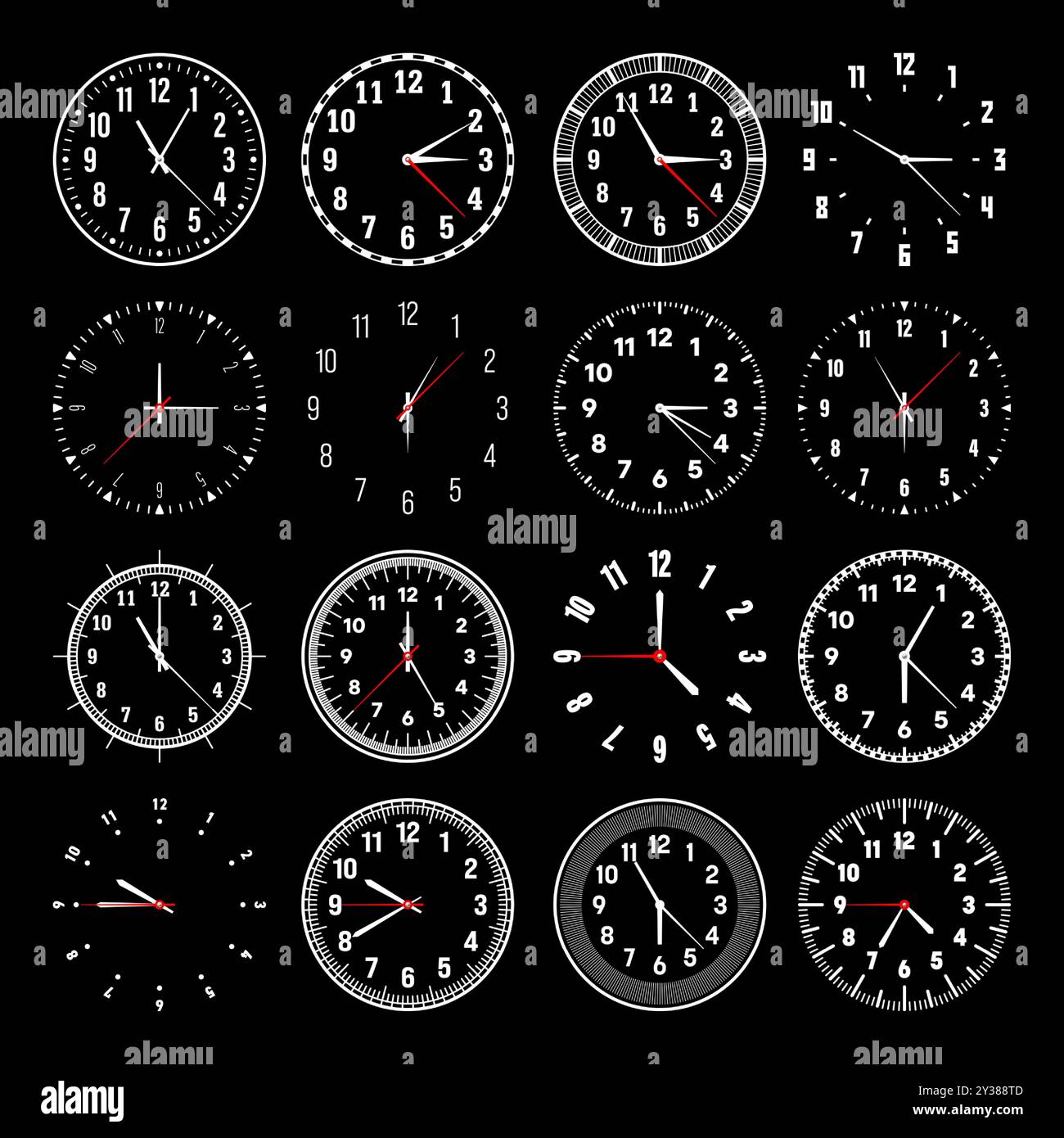 Mechanical clock faces with hands, bezel. Watch dial with minute, hour ...