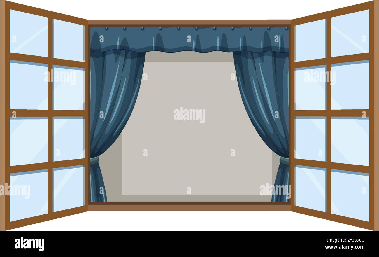 Open curtains sunlight Stock Vector Images - Alamy