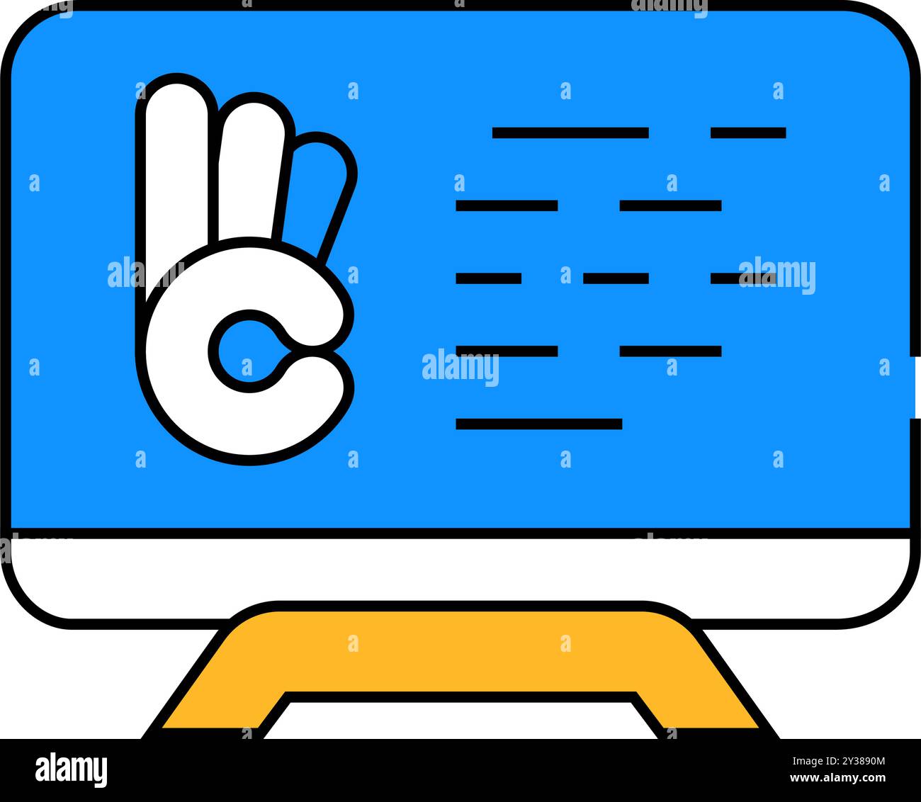 sign language translation and subtitling icon color illustration Stock ...