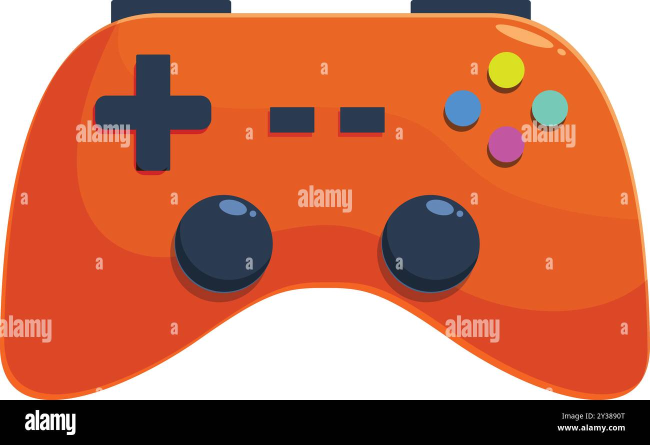 Orange gamepad controller isolated on white background, inviting ...