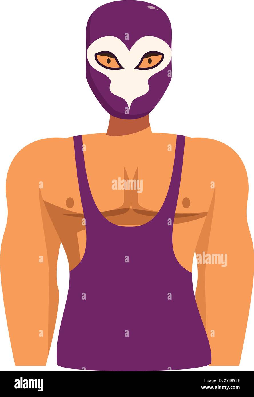 Powerful muscular luchador fighter is standing in a wrestling ring ...