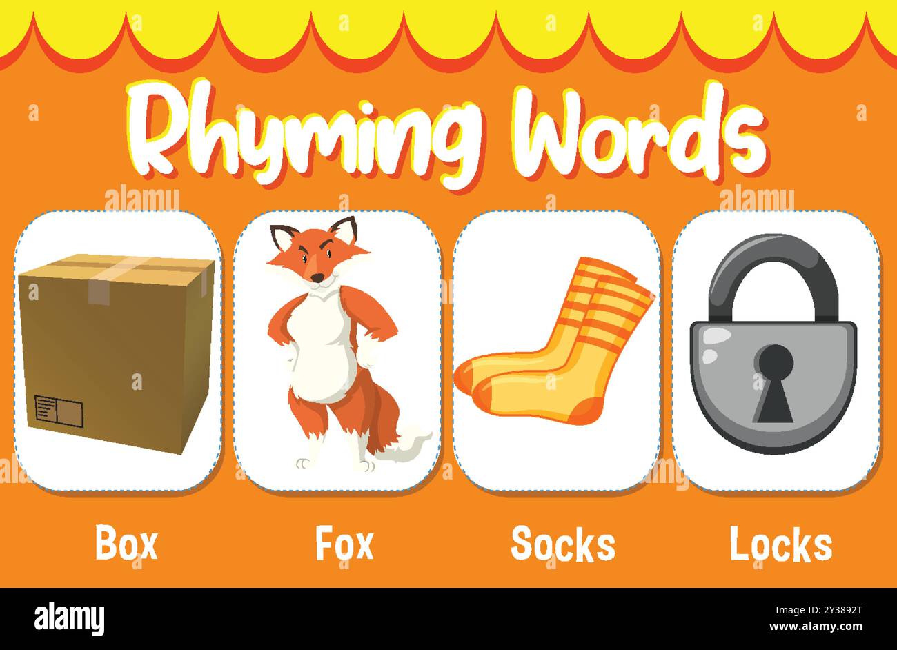 Box, fox, socks, and locks rhyming words Stock Vector Image & Art - Alamy