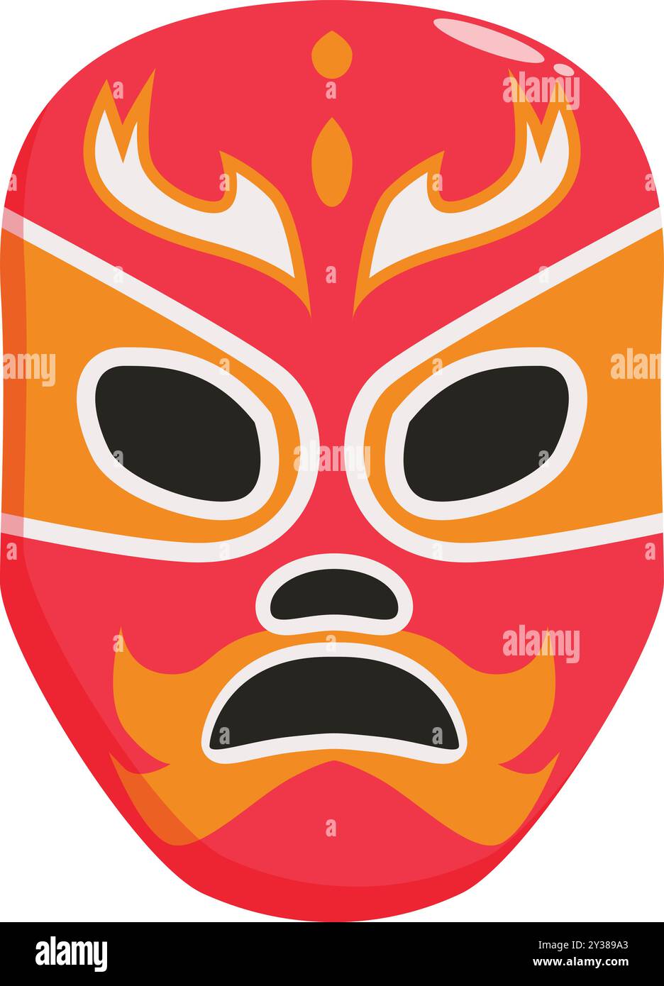 Colorful drawing representing a luchador mask with an angry expression ...