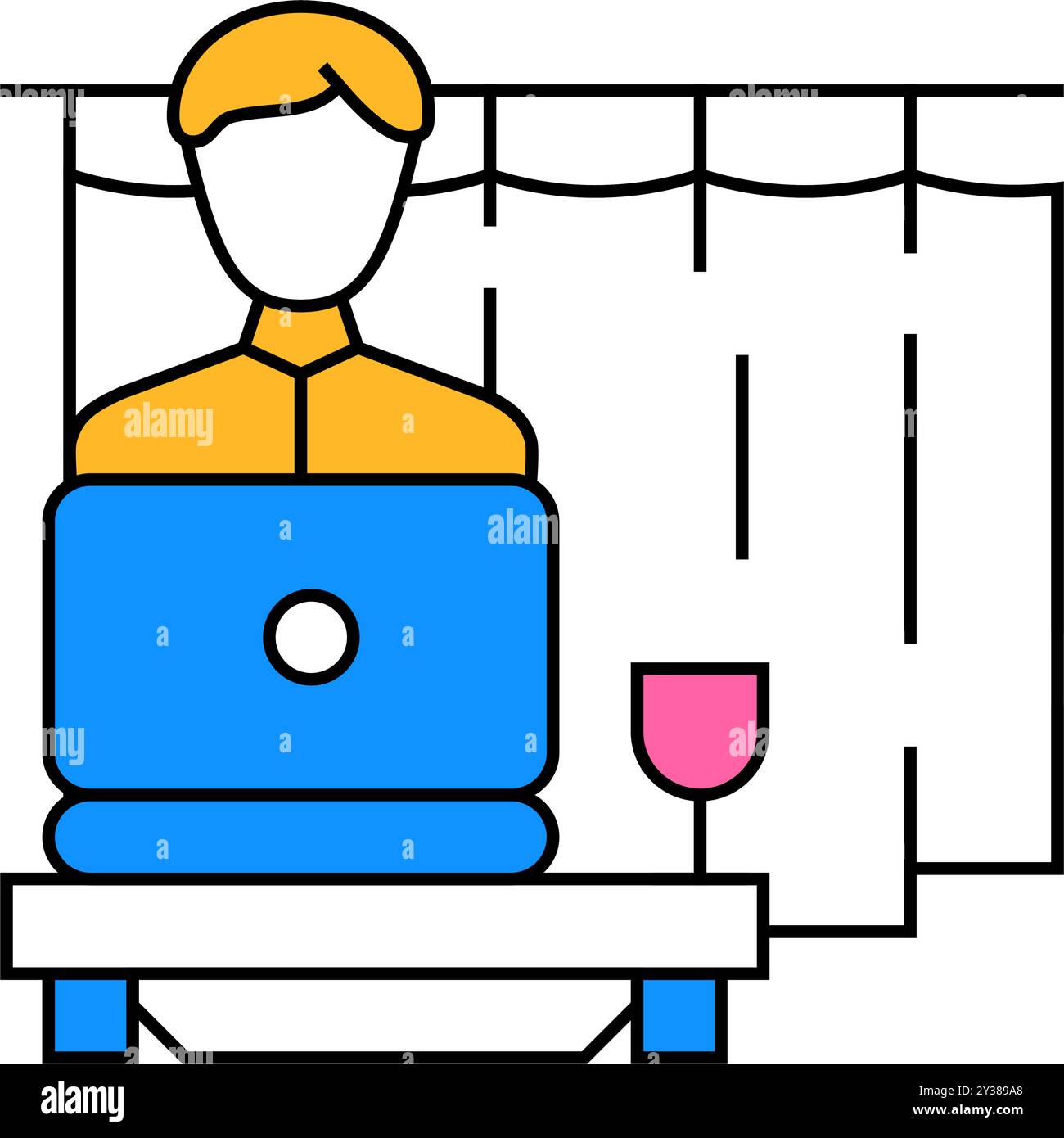 working at home icon color illustration Stock Vector Image & Art - Alamy