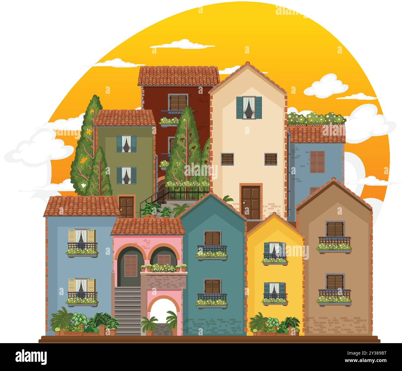 Coastal village colorful houses Cut Out Stock Images & Pictures - Alamy