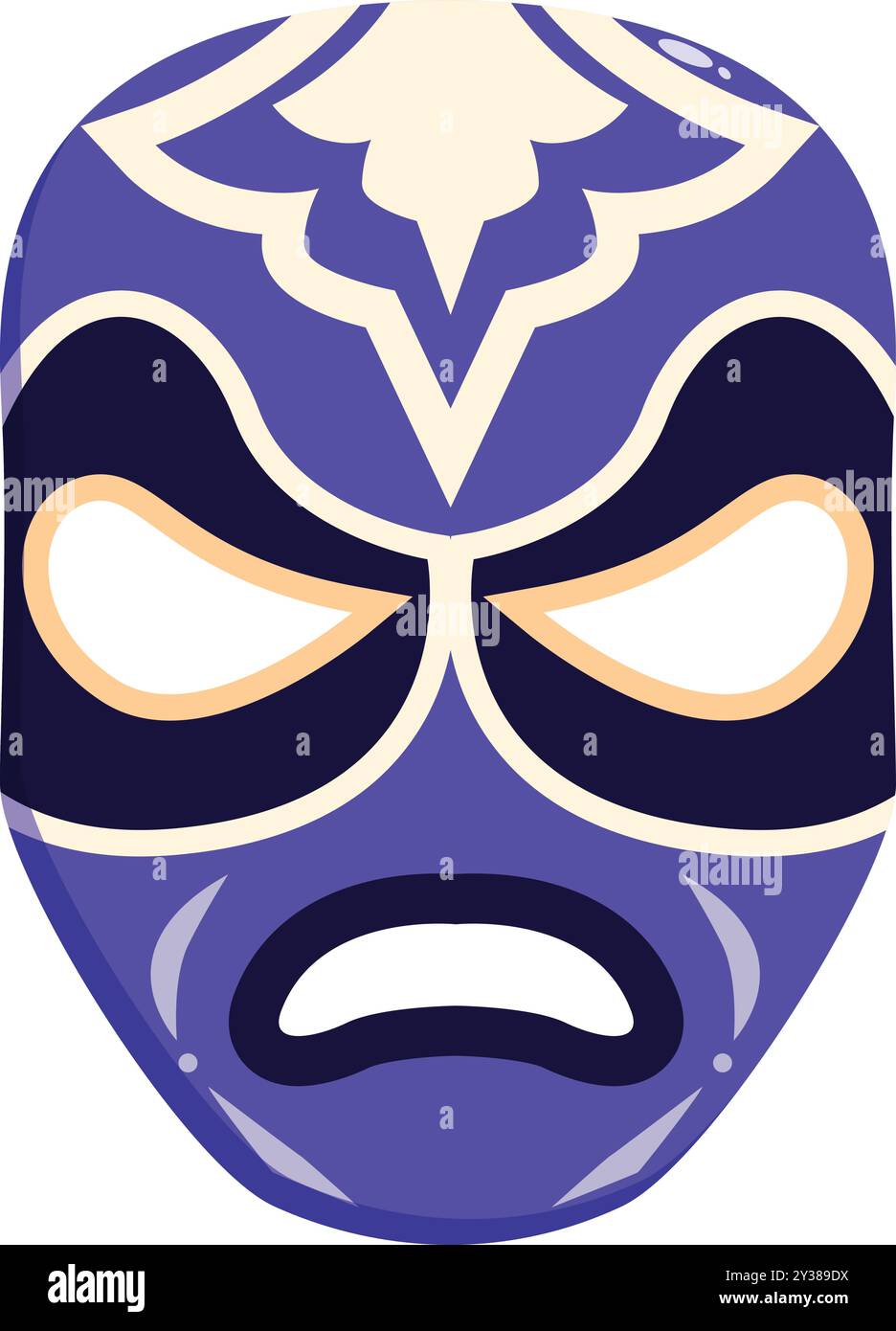 Cartoon drawing of a blue luchador mask with a frowning mouth ...