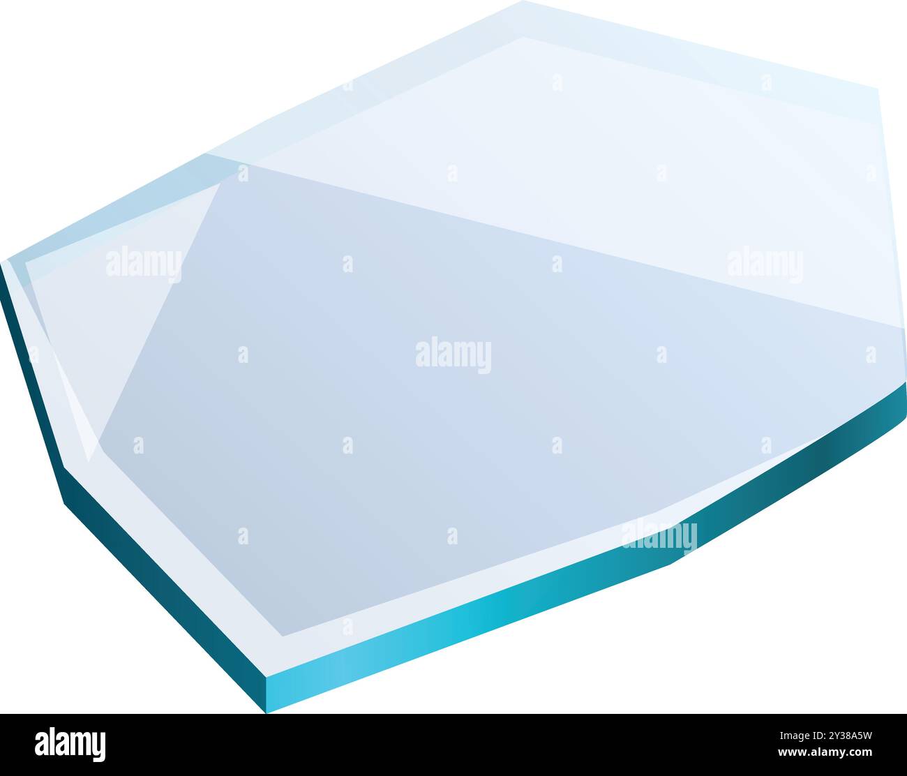 Realistic broken transparent glass piece lying on white background ...