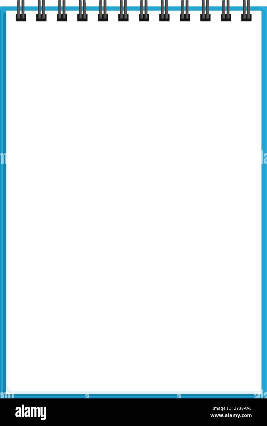 Blue spiral notepad with blank pages is isolated on white background ...