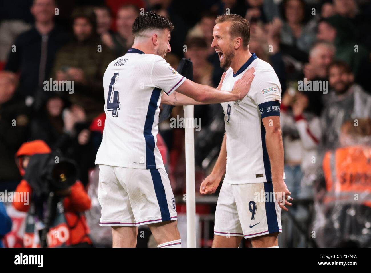 Harry Kane of England celebrates scoring Englands opener with Declan ...