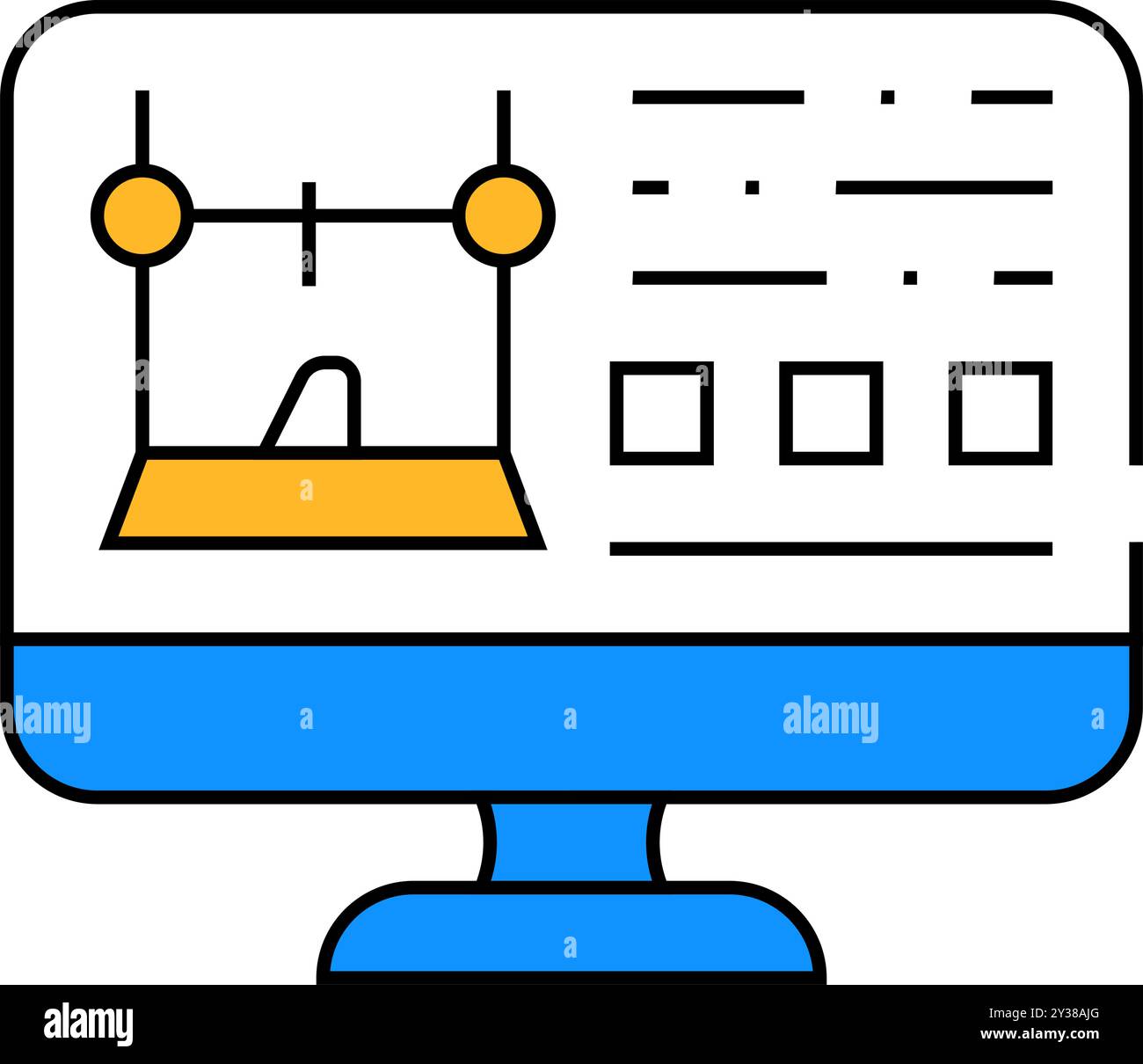 monitor with printer settings icon color illustration Stock Vector ...