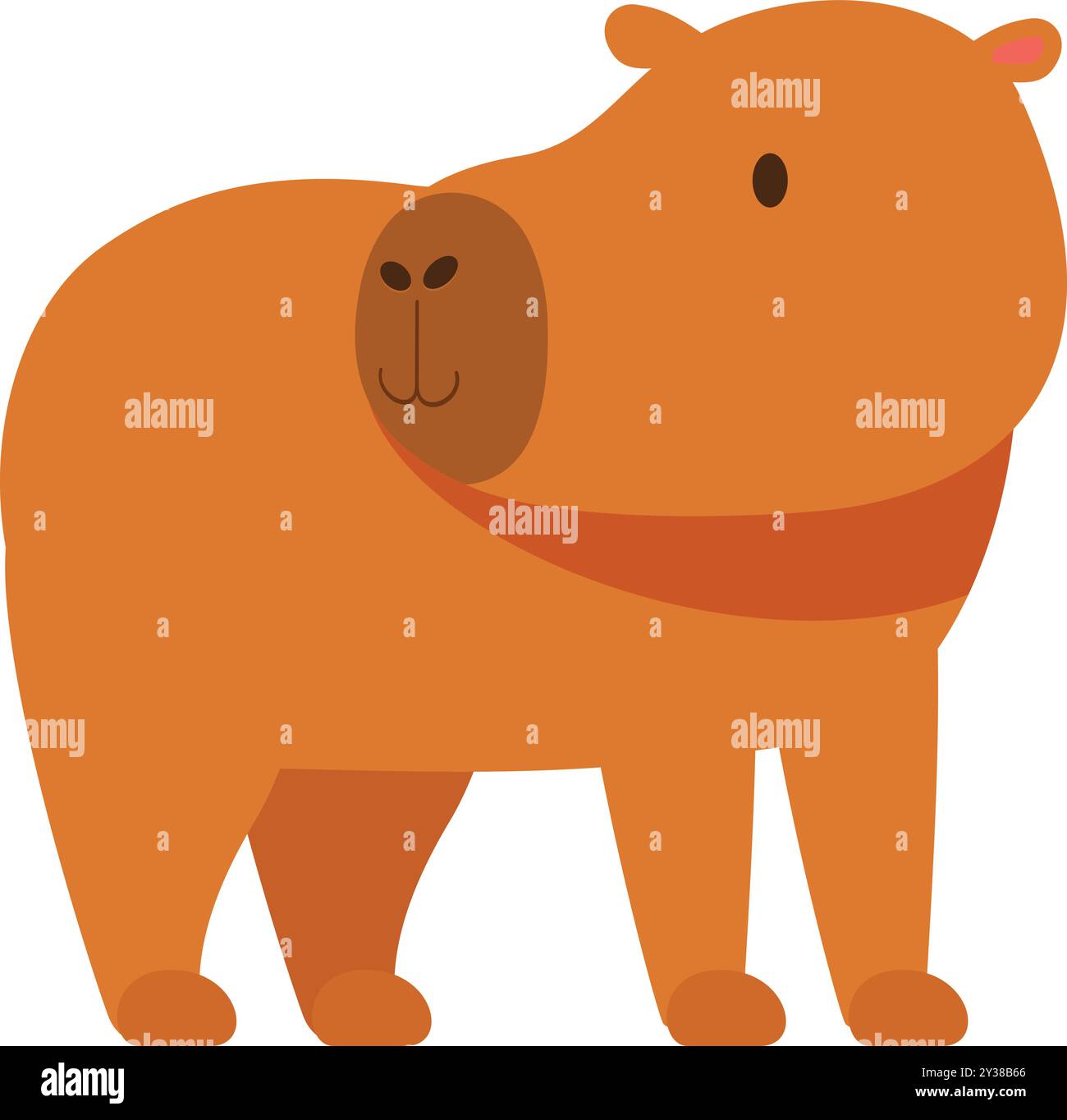 Cartoon capybara standing and showing its teeth with a funny expression ...