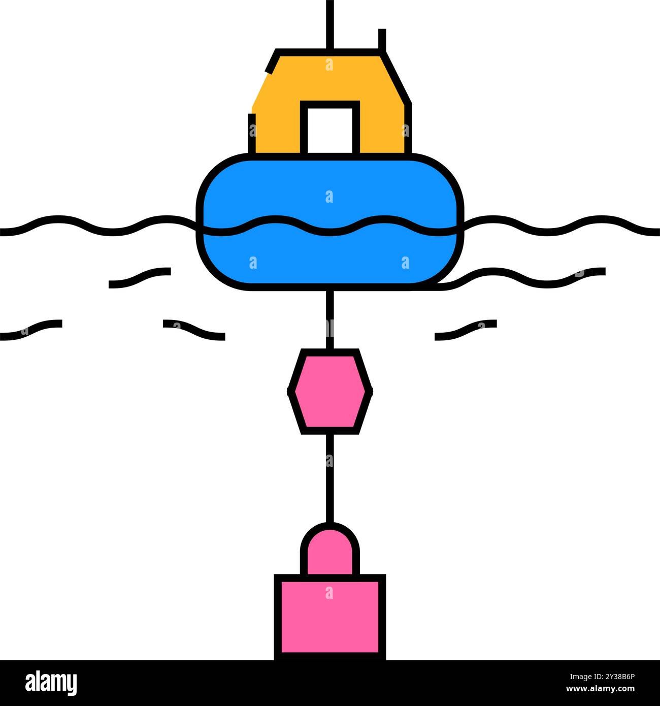 floating generator tidal power plant icon color illustration Stock ...