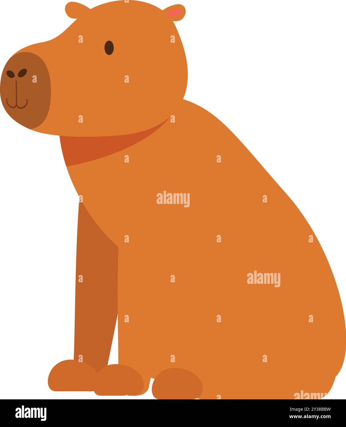 Friendly looking cartoon capybara sitting down and looking to the side ...