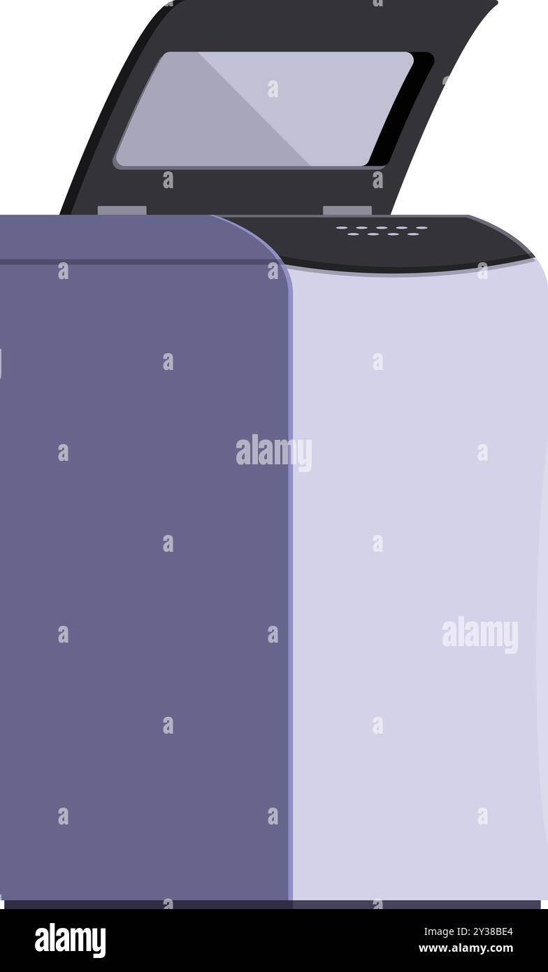 Modern washing machine standing with open lid, isolated on white ...