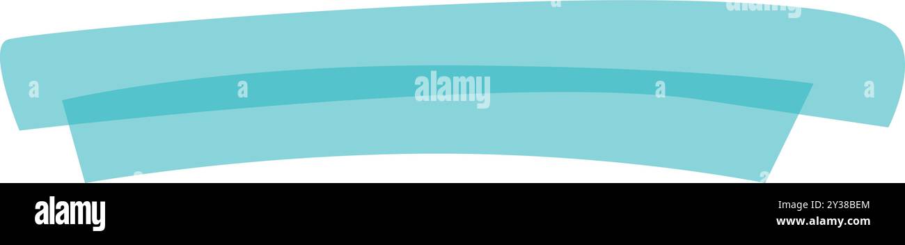 Turquoise double curved highlighter marker stroke is isolated on white ...