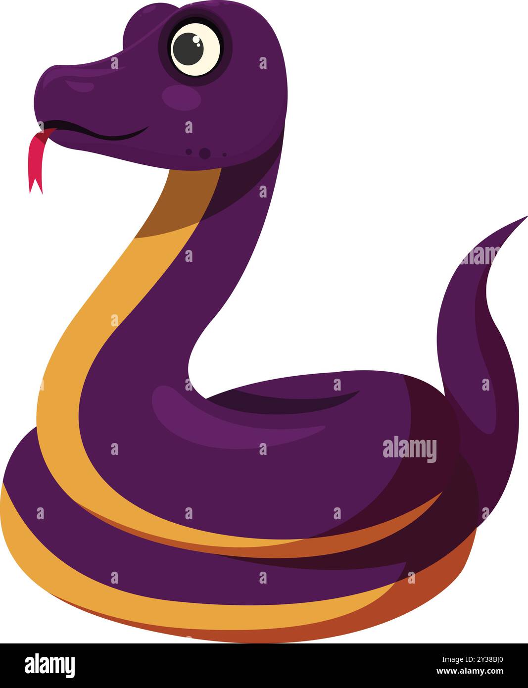 Funny purple cartoon snake with big eyes sticking out its tongue Stock ...