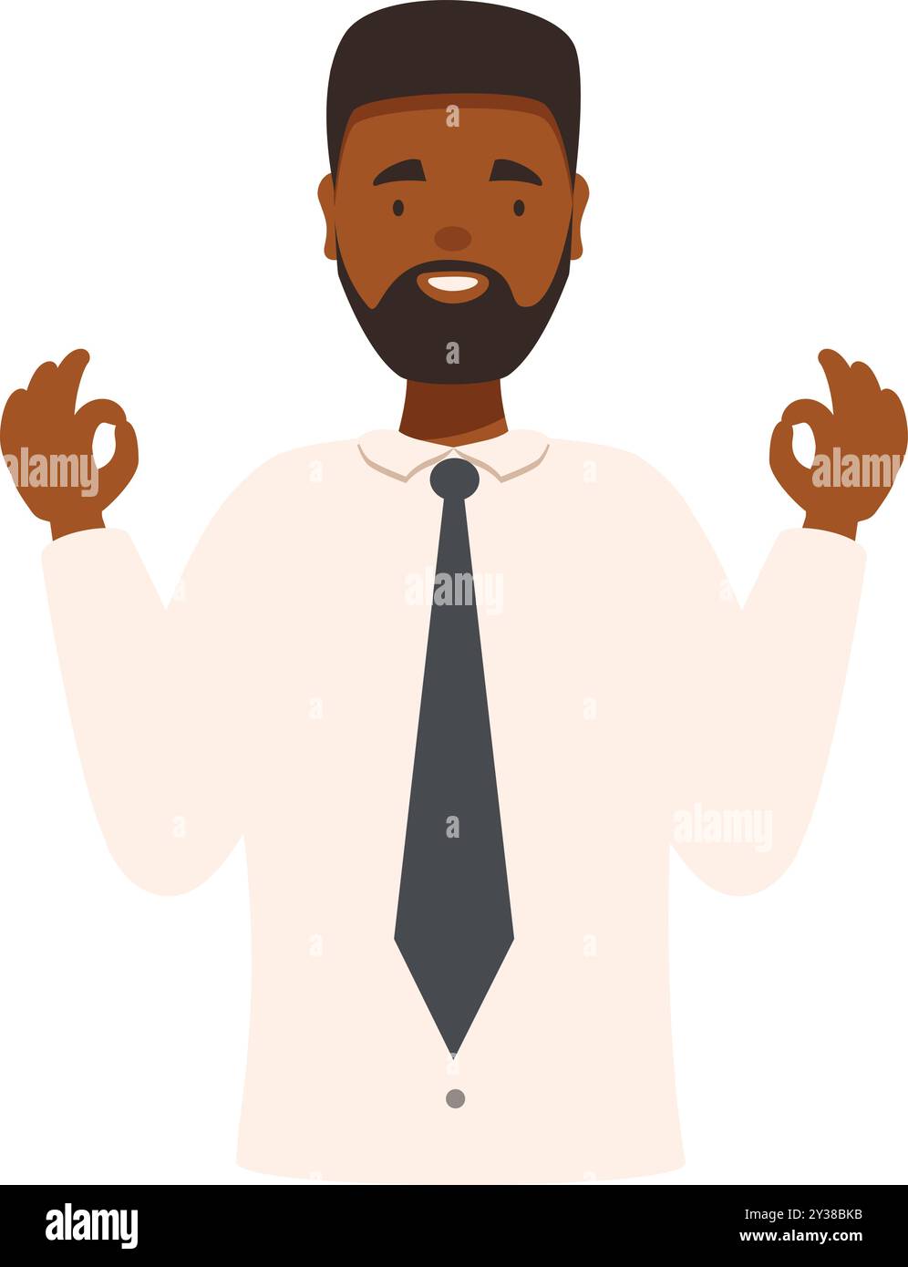 Smiling confident businessman making ok gesture with both hands Stock ...