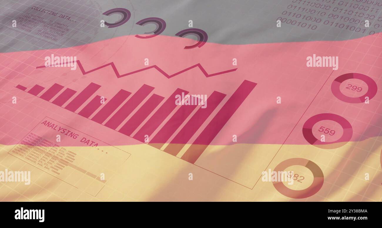 Collecting Data And Binary Coding Image Over German Flag Background 4176