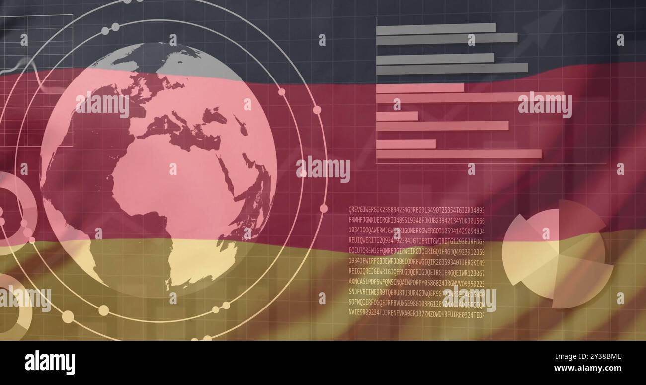 Global data analysis image over German flag background Stock Photo - Alamy