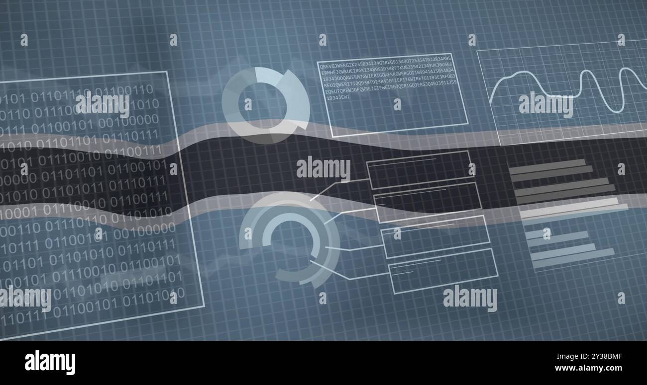 Binary code and data processing image over Botswana flag and technical ...