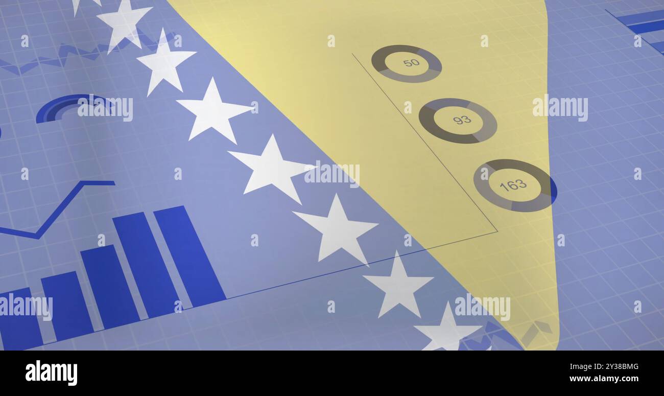 Data visualization image over flag of Bosnia and Herzegovina Stock ...