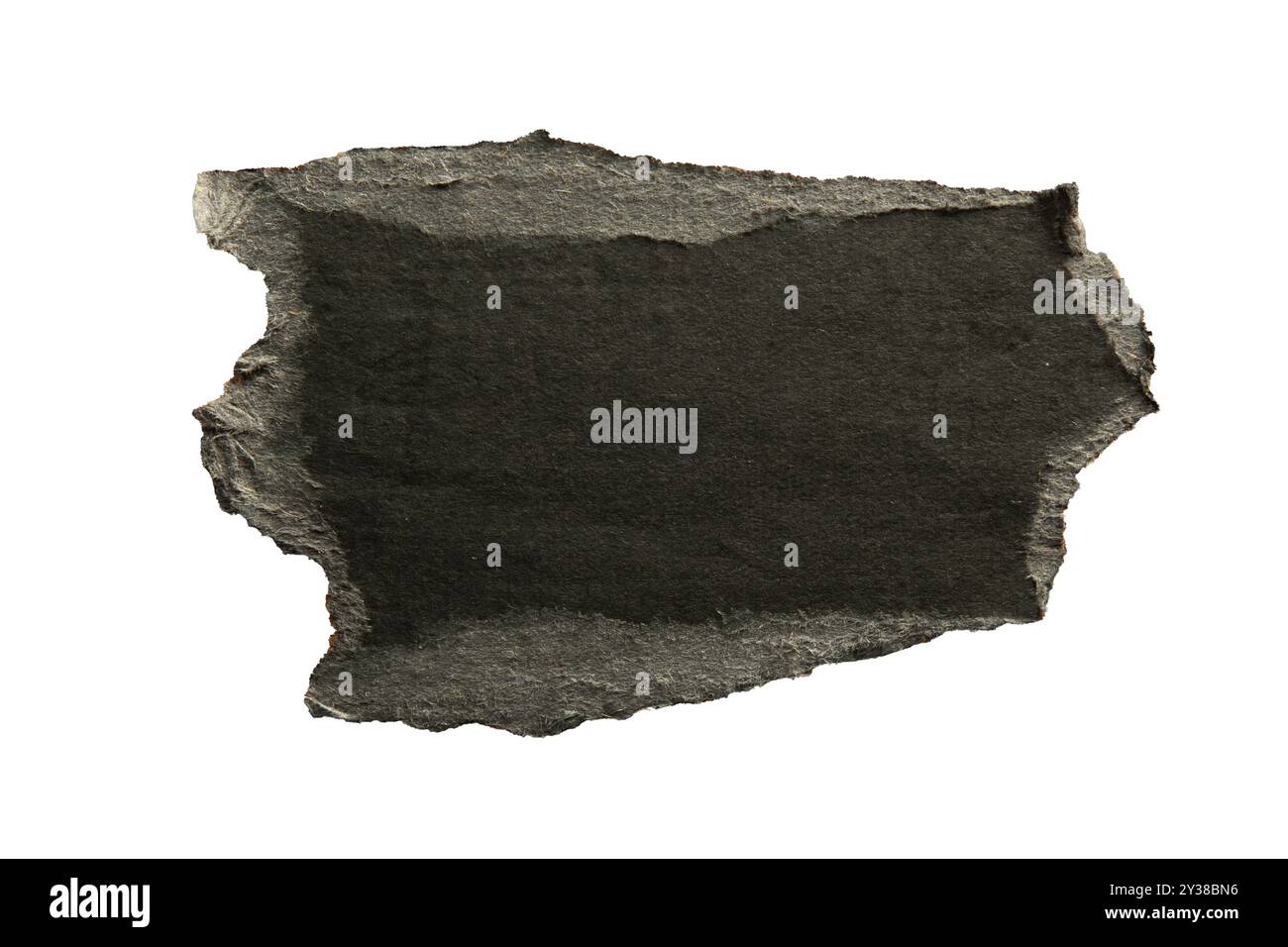 Torn black paper for using as text box on white background with ...