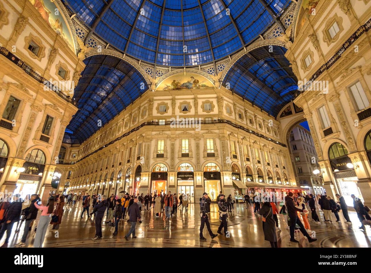 Galleries Vittorio Emanuele II at night and during the blue hour, in ...