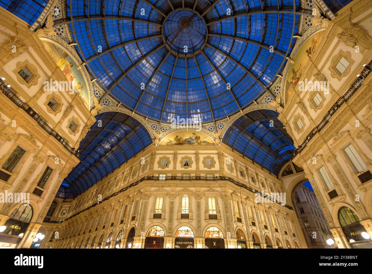 Galleries Vittorio Emanuele II at night and during the blue hour, in ...