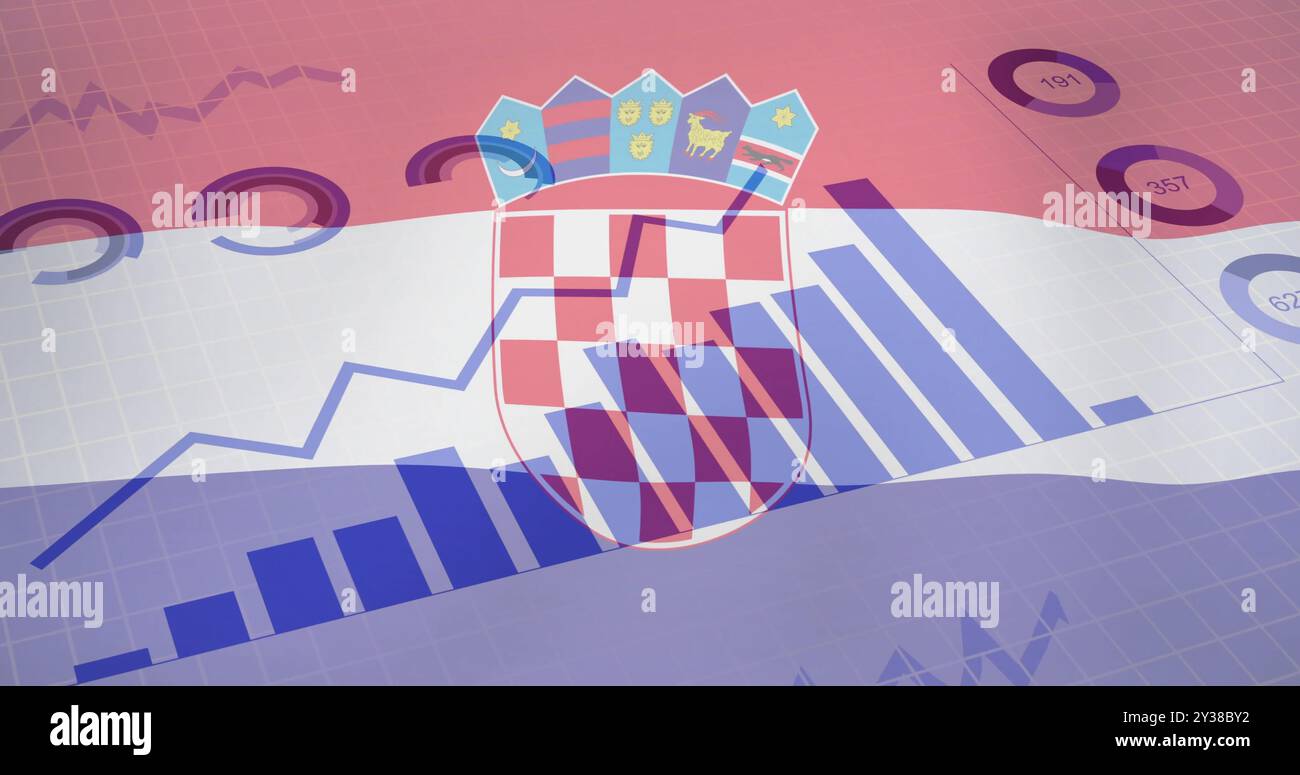 Croatian flag with financial data charts and graphs image Stock Photo ...