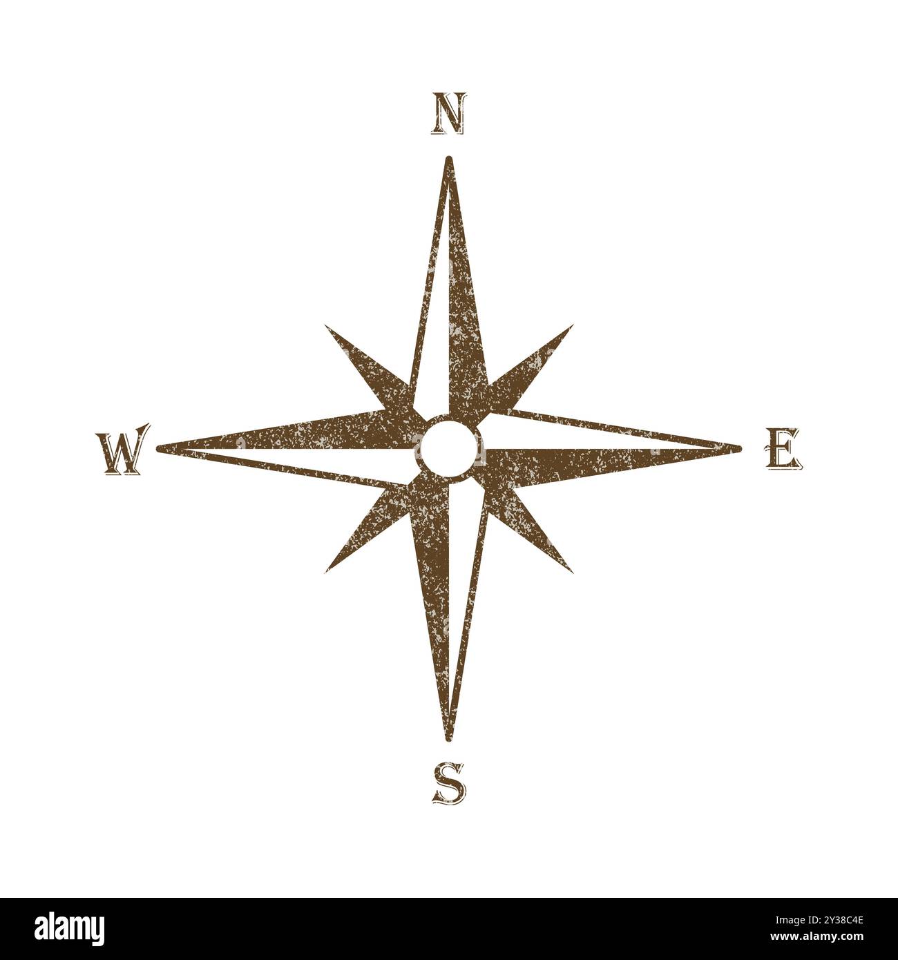 Vector Vintage Wind Rose Symbol, Compass Icon Closeup, Isolated Stock ...